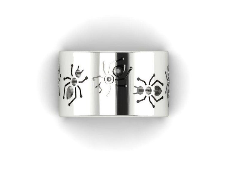 Ant Ring Laser-Cut White Gold For Sale at 1stDibs