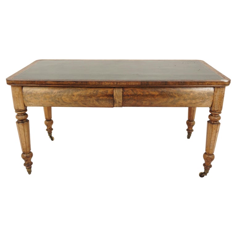 Ant. Vict. Walnut Free Standing Writing Table, Writing Desk, Scotland ...