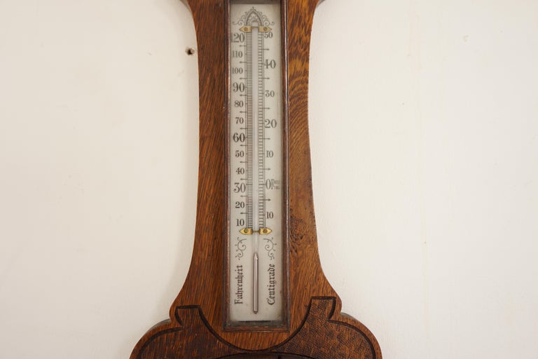 Ant. Victorian Carved Oak Aneroid Barometer, Scotland 1900, H854 For ...