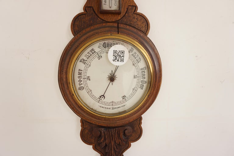 Ant. Victorian Carved Oak Aneroid Barometer, Scotland 1900, H854 For ...