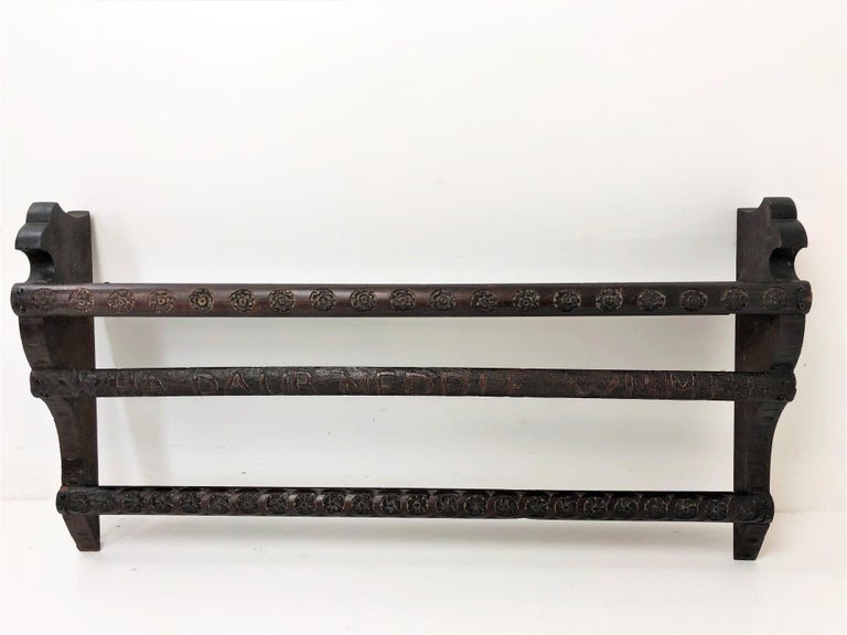 Ant. Victorian Carved Oak Plate/Wall Rack, 2 Plate Shelves, Scotland ...