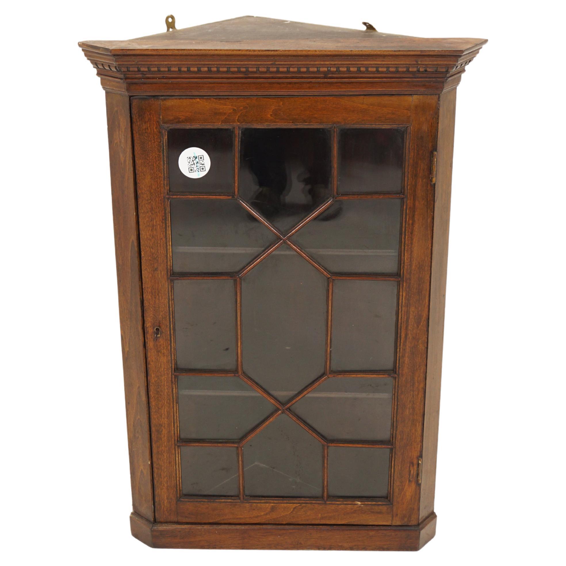 Ant. Victorian Walnut Hanging Cabinet, Cupboard, Scotland 1890 For Sale ...