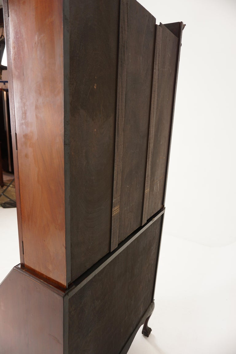 Ant. Walnut Bureau Drop Front Desk with Bookcase Top, Scotland 1920 ...