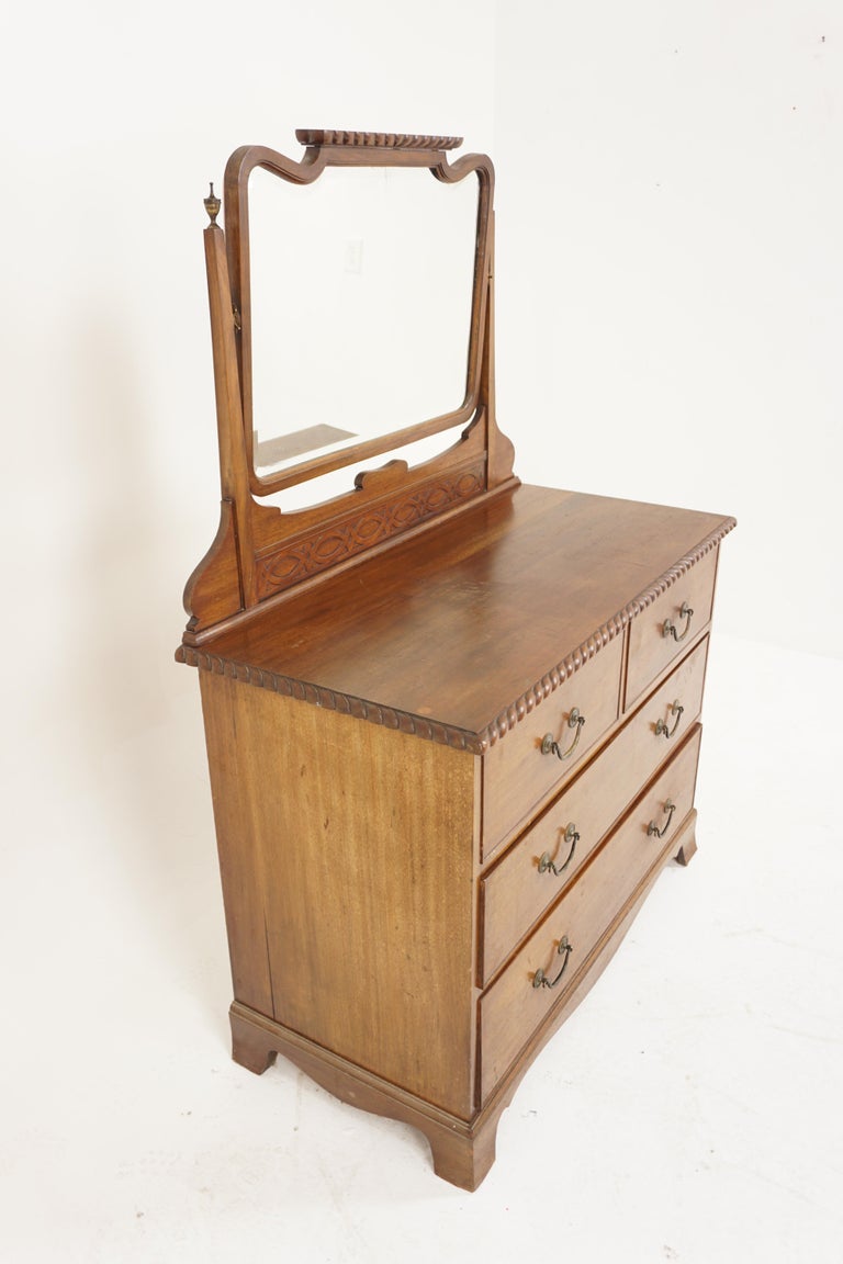 Ant. Walnut Carved Vanity, Bevelled Mirror, Scotland 1910, H894 For ...