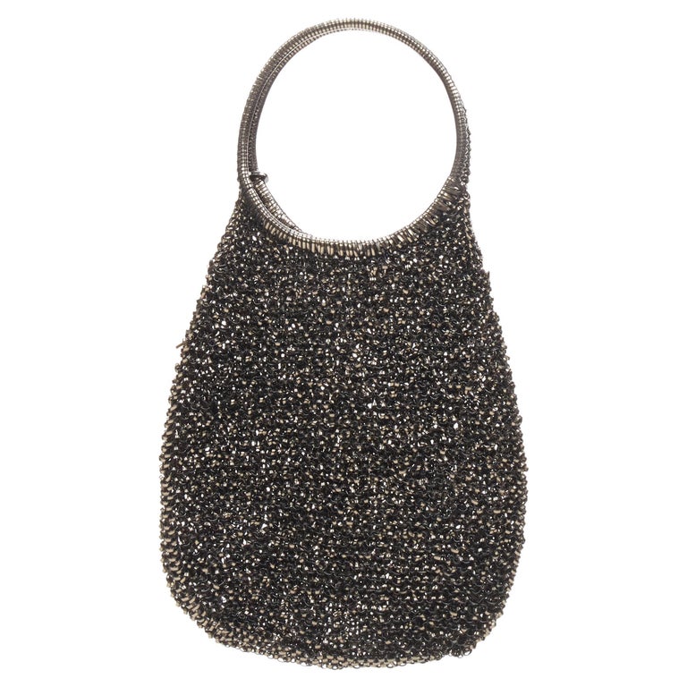 ANTEPRIMA Wire Bag dark copper bronze loop woven plastic round handle ...