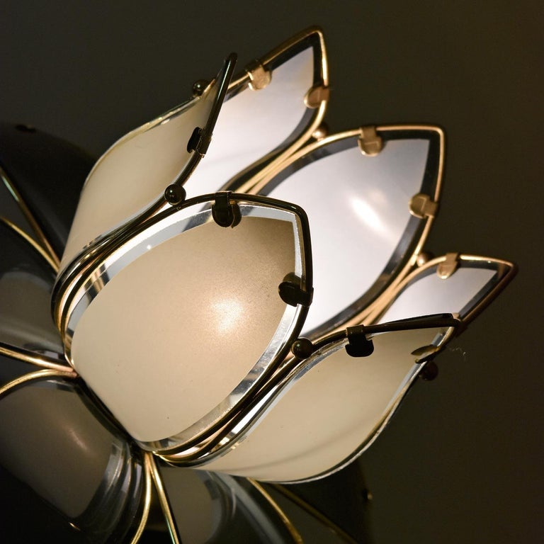 Anthony California Lacquer and Brass Hollywood Regency Etched Glass ...