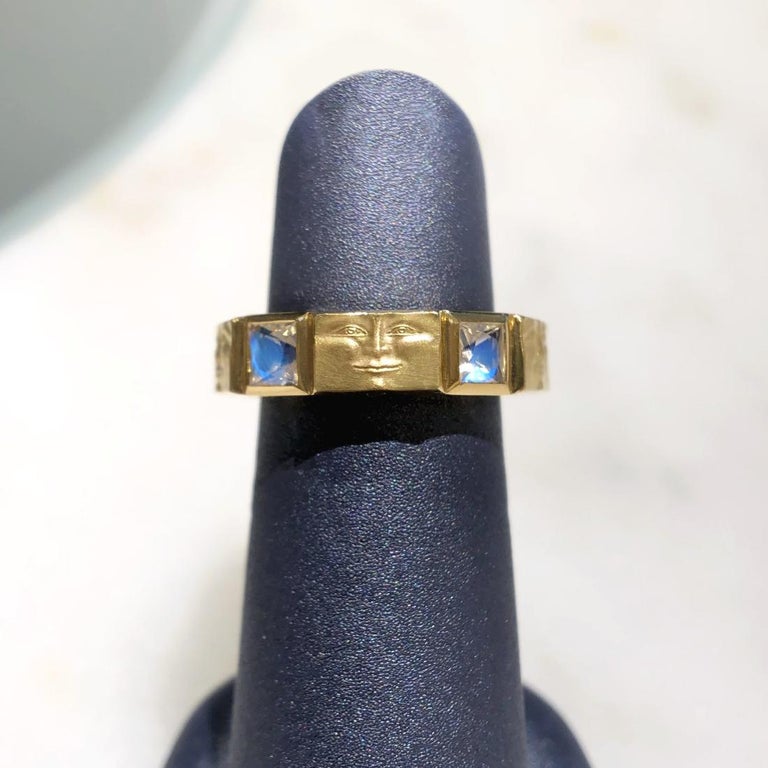Anthony Lent Princess Cut Moonstone Gold Brickface Eternity Band Ring For Sale at 1stDibs ...