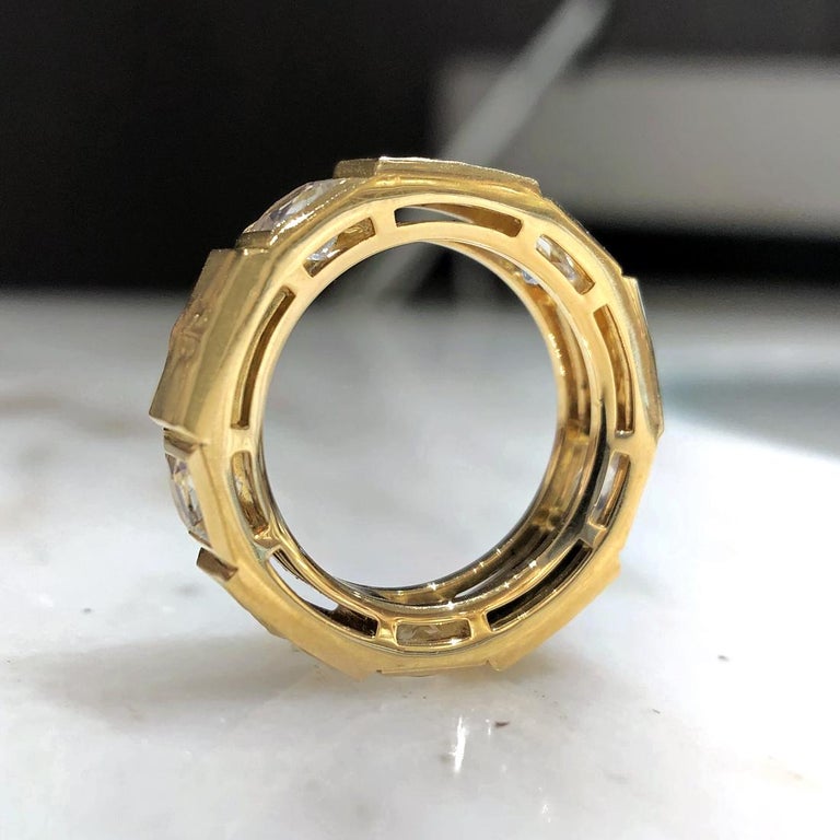 Anthony Lent Princess Cut Moonstone Gold Brickface Eternity Band Ring For Sale at 1stDibs ...