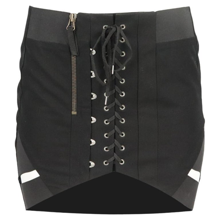 Anthony Vaccarello Asymmetric Lace Up Wool Mini Skirt Fr 36 Uk 8 For ...