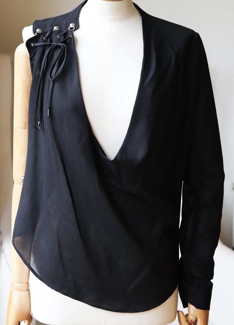Anthony Vaccarello Lace Up Wool Blend Top For Sale at 1stDibs