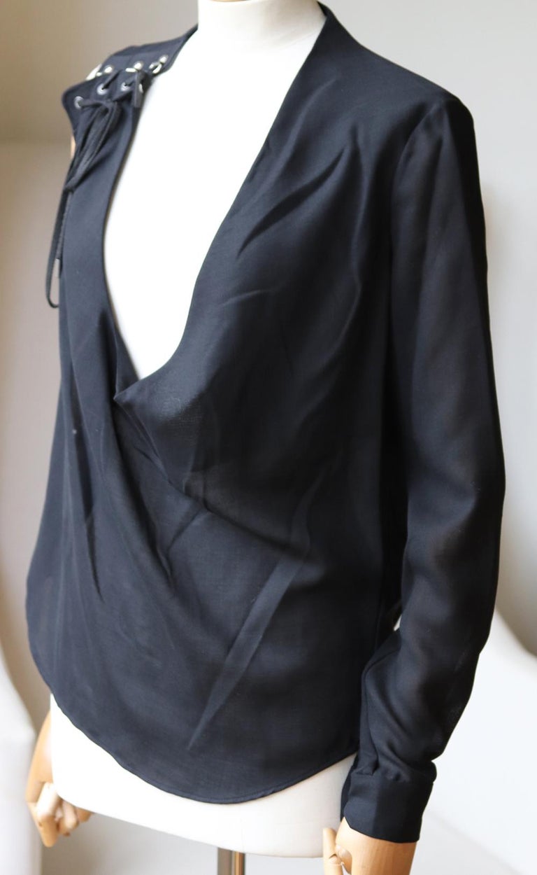 Anthony Vaccarello Lace Up Wool Blend Top For Sale at 1stDibs