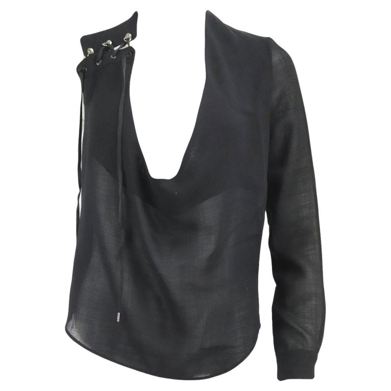 Anthony Vaccarello Lace Up Wool Blend Top Fr 36 Uk 8 For Sale at 1stDibs