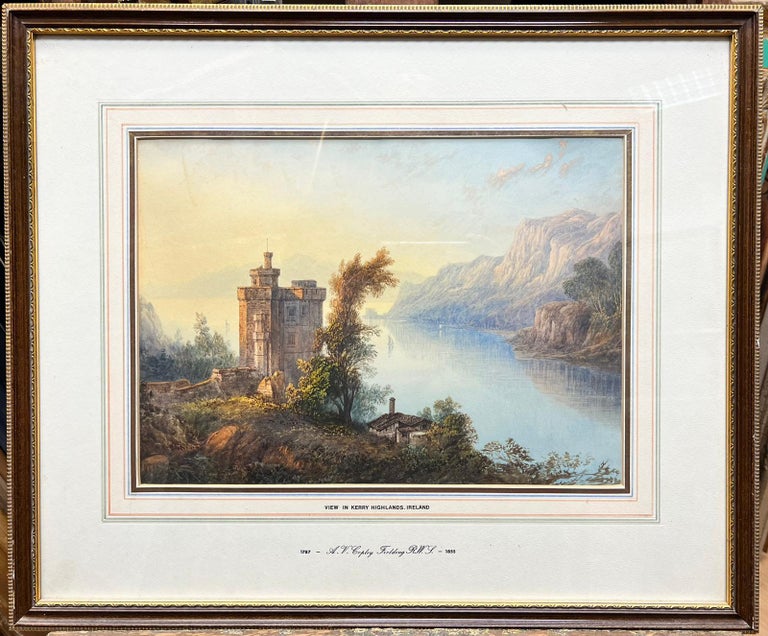 Antique Irish Lough Castle View In Kerry Highlands Ireland Landscape ...