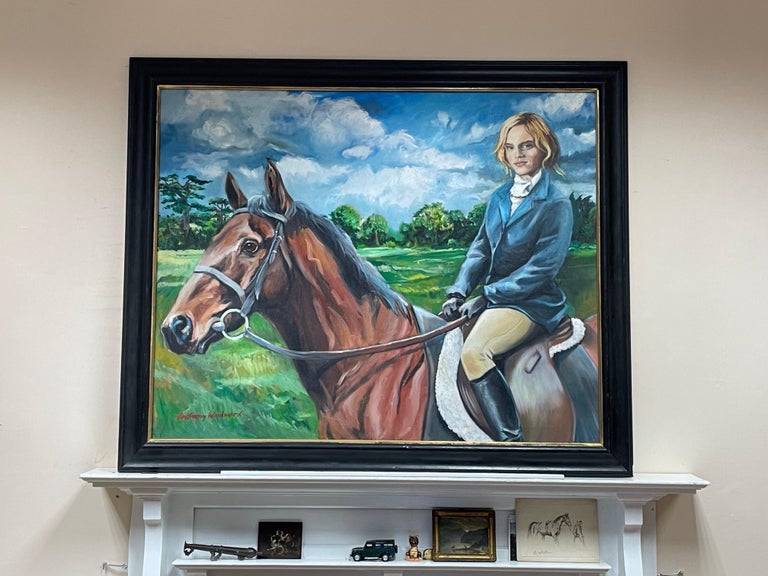 Anthony Woodward - Huge British Modern Oil Young Rider on Horseback ...