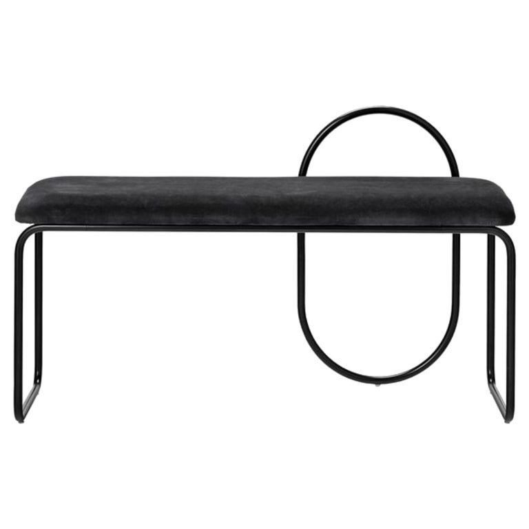 Anthracite Velvet Minimalist Bench For Sale at 1stDibs