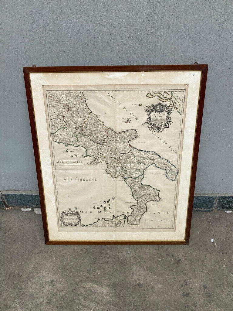 Antica Carta Geografica Regno di Napoli - 1706 - XVIII Secolo Francia ...