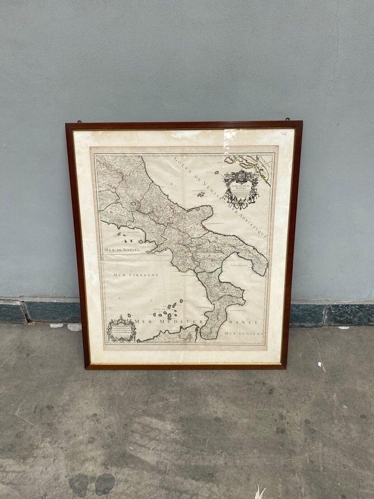 Antica Carta Geografica Regno di Napoli - 1706 - XVIII Secolo Francia ...