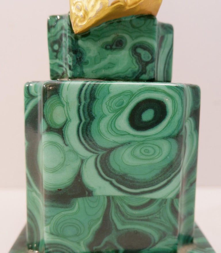 Antinéa Statue in Porcelain, Art Deco, France, 1968, Malachite Style ...