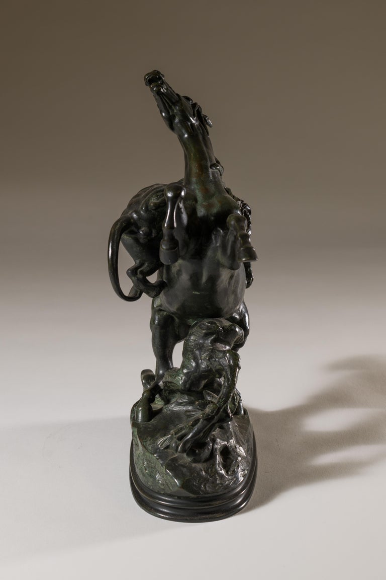 Antoine-Louis Barye - Bronze sculptureof "Horse Surprised by a Lion" by ...