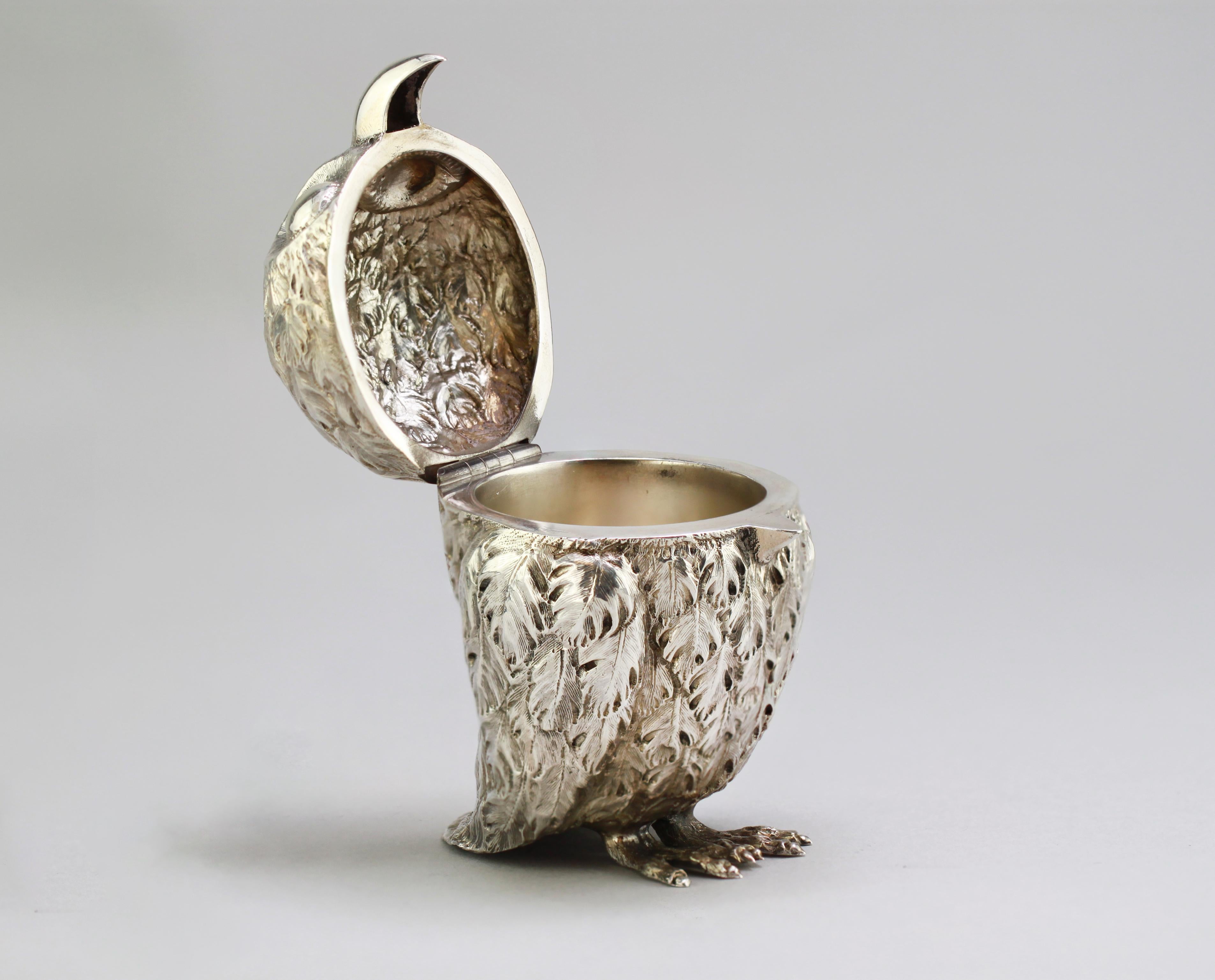 Antique Victorian Sterling Silver Ink Stand in the Shape of an Owl ...