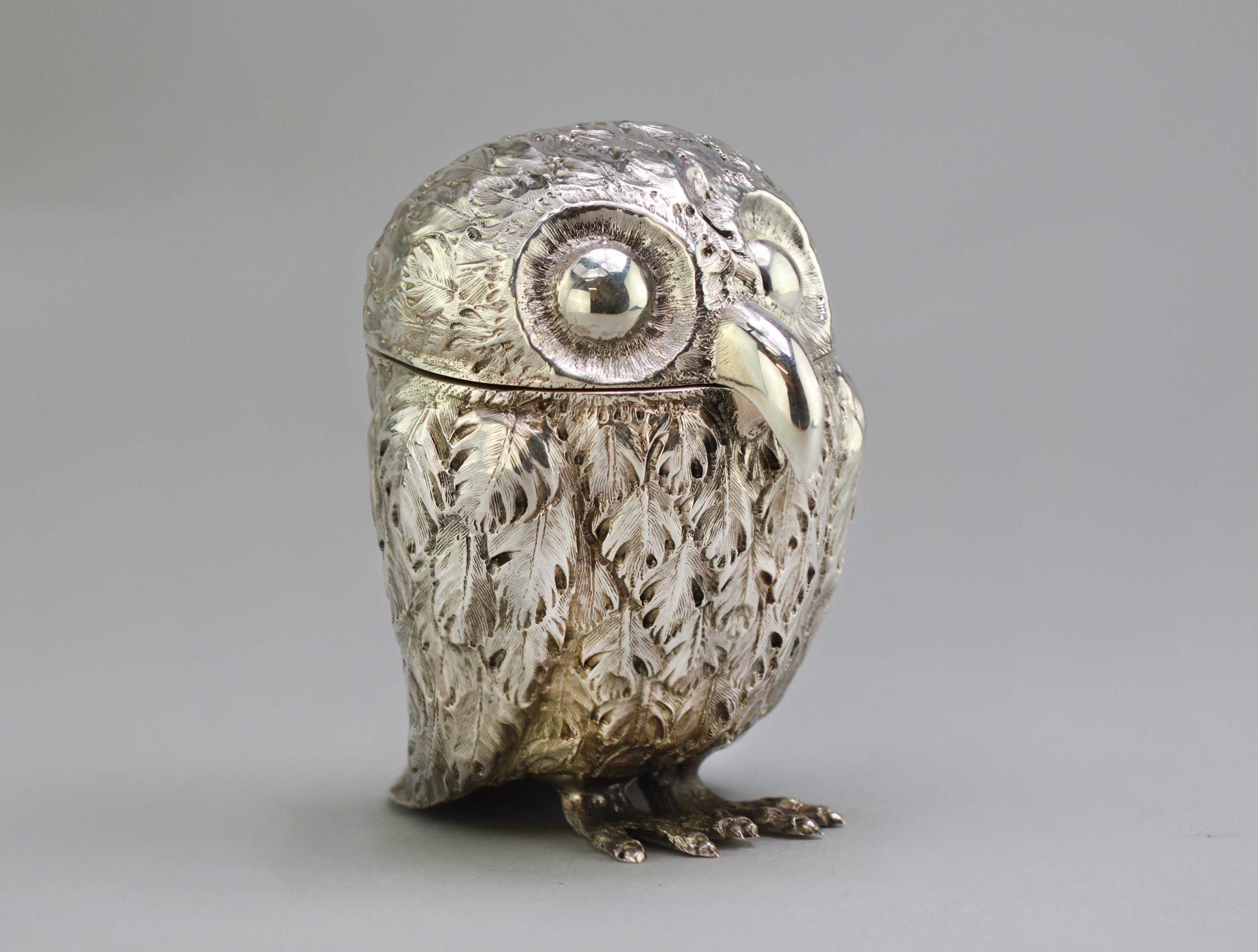 Antique Victorian Sterling Silver Ink Stand in the Shape of an Owl ...