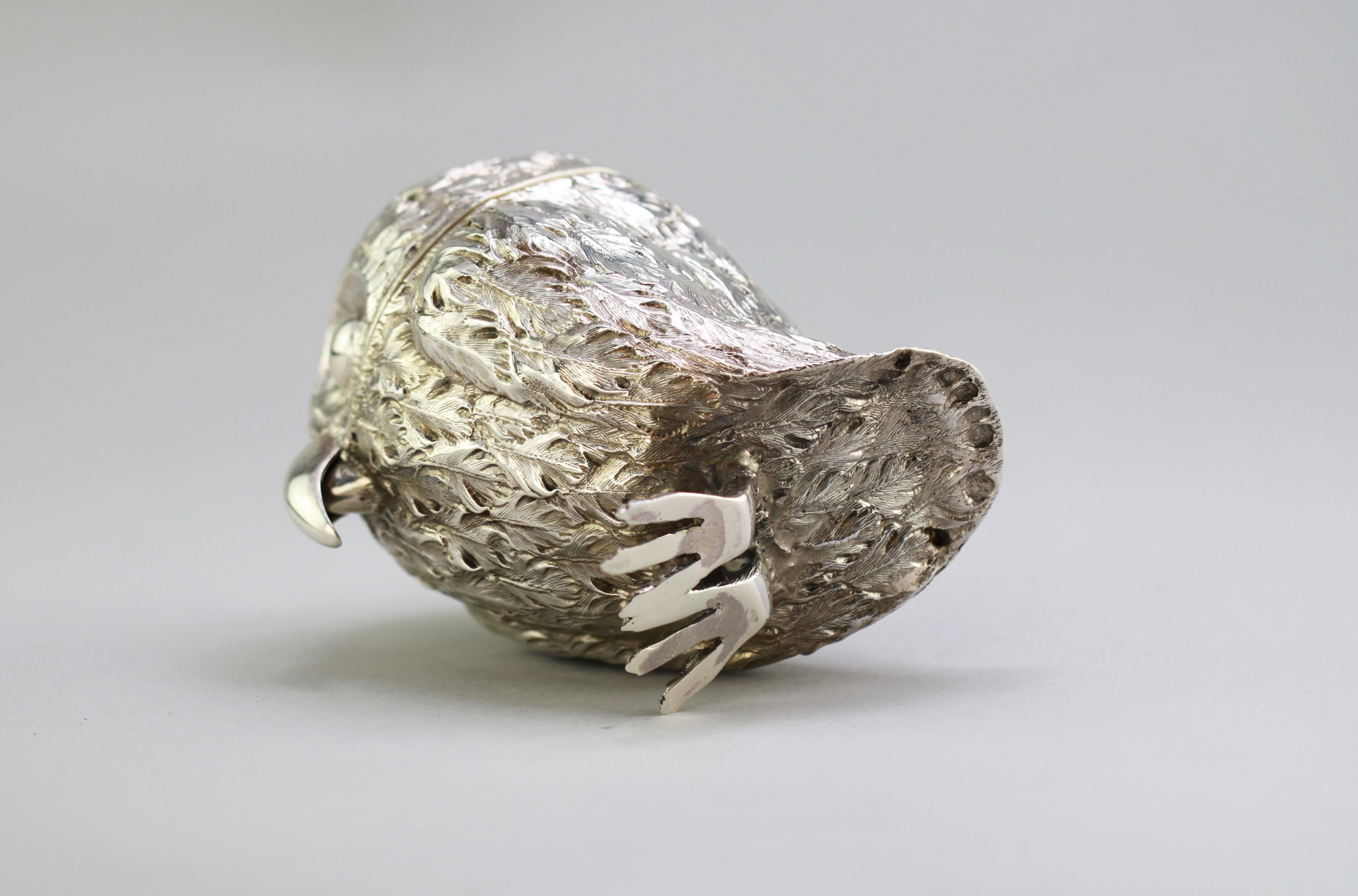 Antique Victorian Sterling Silver Ink Stand in the Shape of an Owl ...