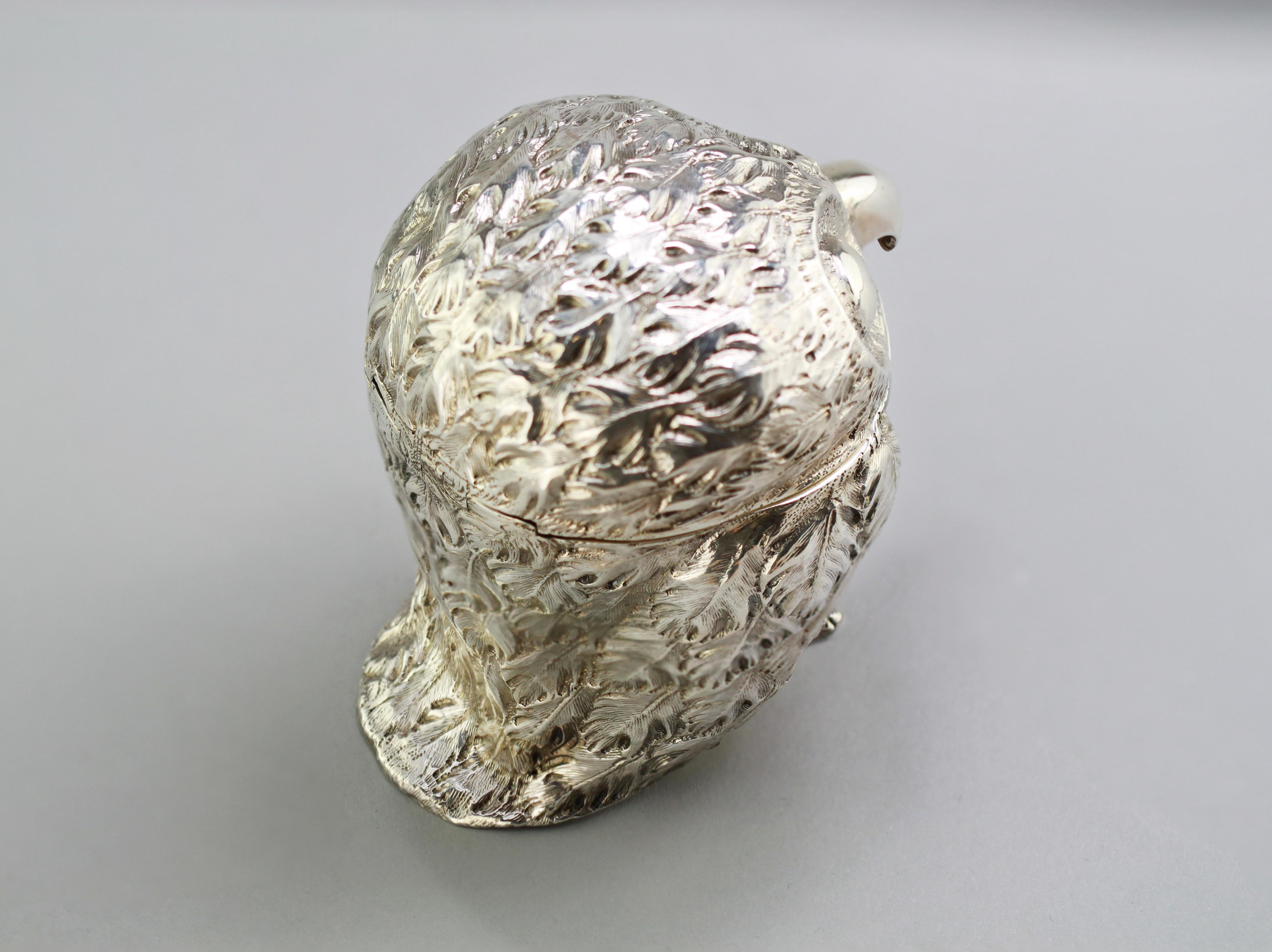 Antique Victorian Sterling Silver Ink Stand in the Shape of an Owl ...