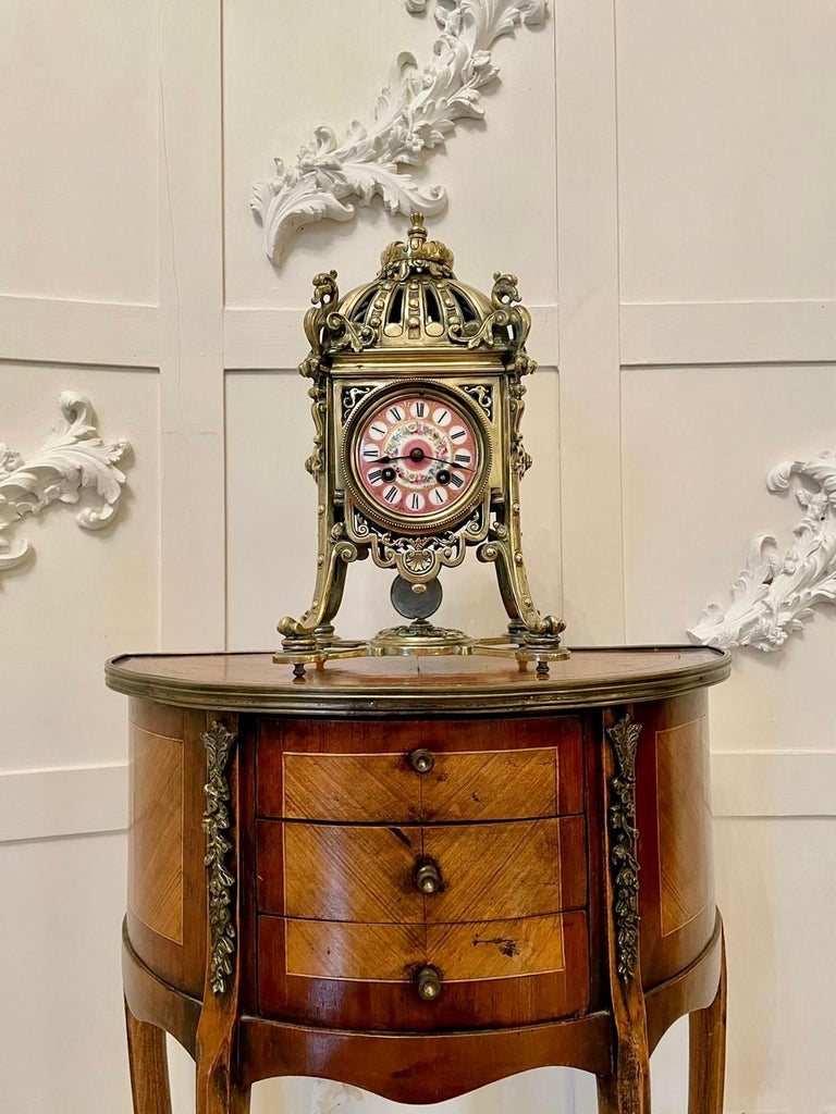 Antique French Brass Gilt Striking Mantel Clock by Henry Marcs and Japy ...