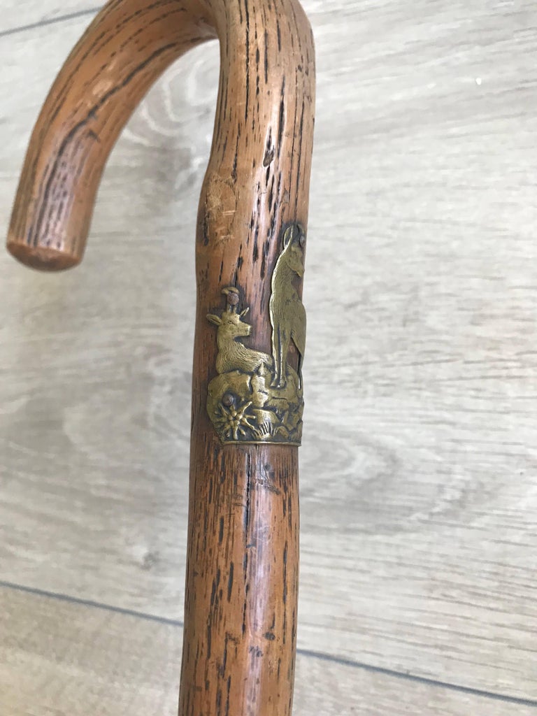 Antique and Strong Real Branch Wood Walking Stick or Cane at 1stDibs