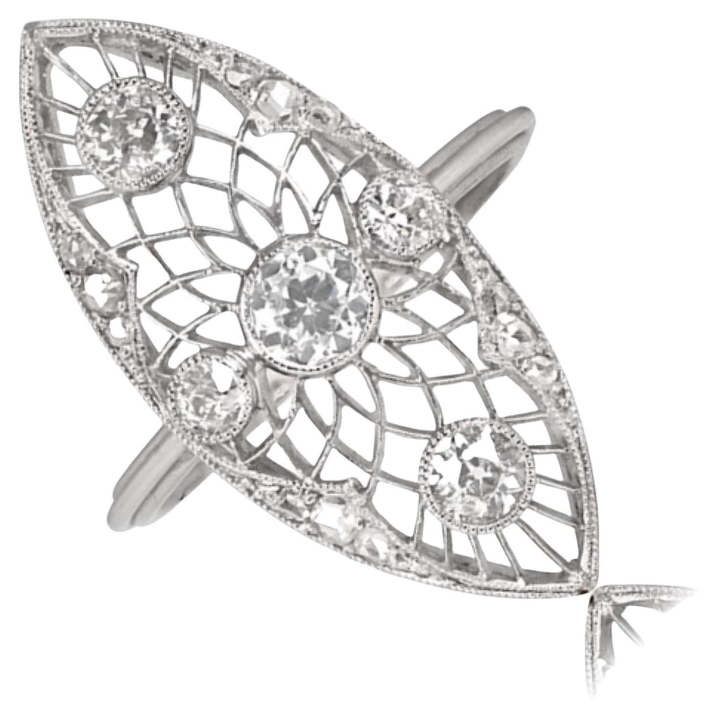 Antique 2.25ct Old European Cut Diamond Cocktail Ring, I color ...