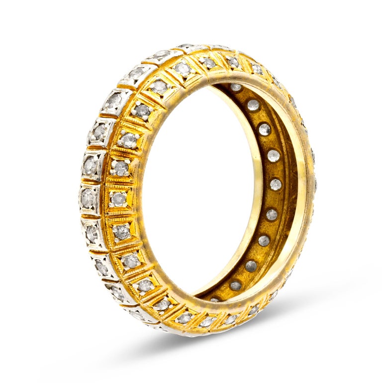 Antique 0.50 Ct. Two-Tone Eternity Band Ring in 14k White and Yellow ...