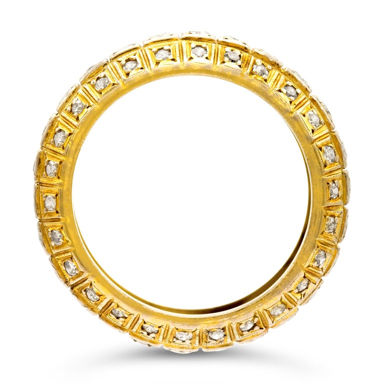 Antique 0.50 Ct. Two-Tone Eternity Band Ring in 14k White and Yellow ...