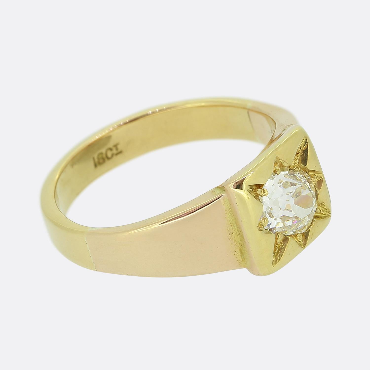 Antique 0.61 Carat Old Cut Diamond Signet Ring For Sale at 1stDibs