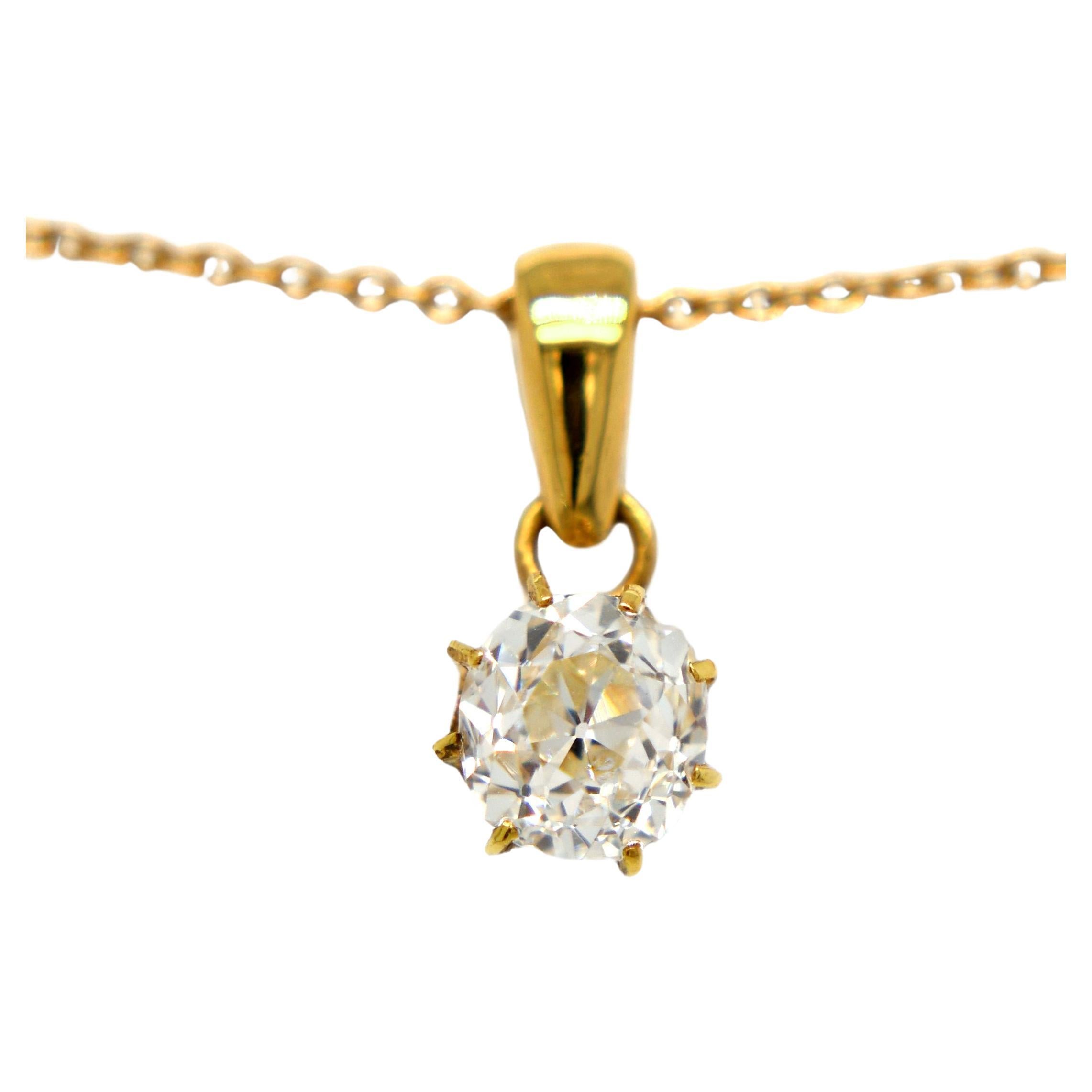 Antique Emerald And Old Mine Cut Diamond Russian Gold Pendant For Sale ...