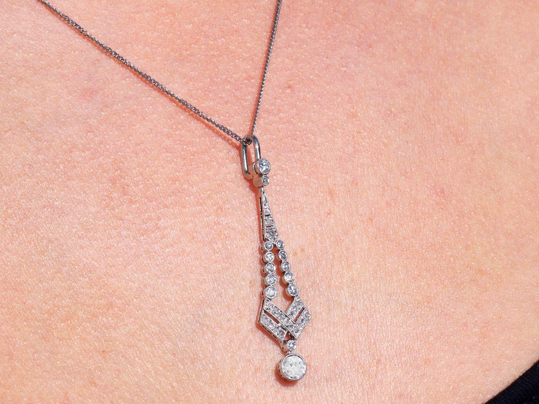 Antique 0.90 Carat Diamond and Platinum Pendant For Sale at 1stDibs