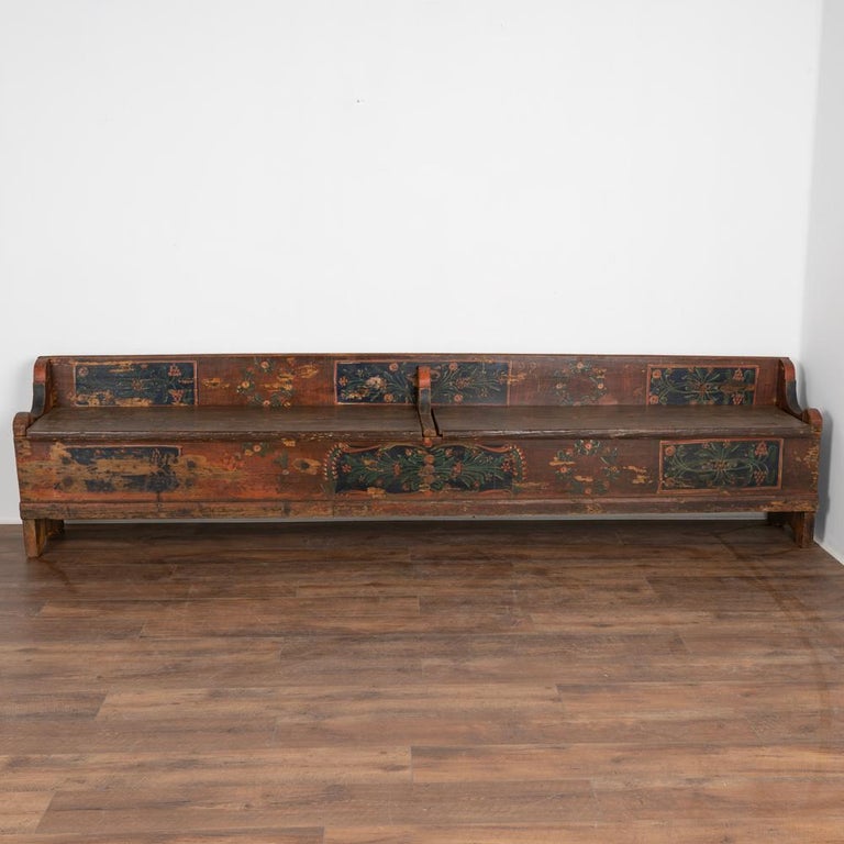 Antique Original Blue Painted Bench with Storage, circa 1890 For Sale ...