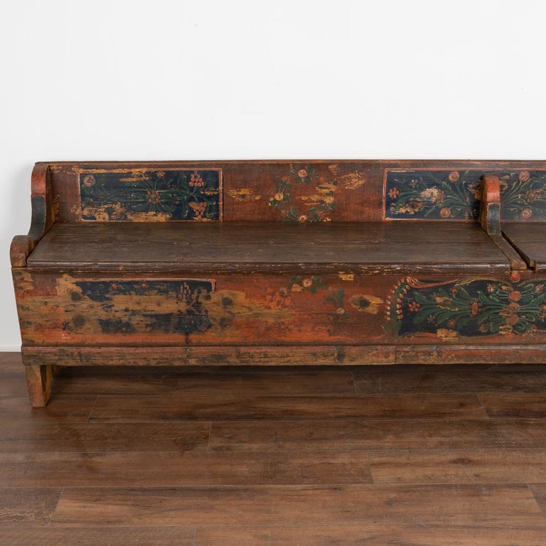 Antique Original Blue Painted Bench with Storage, circa 1890 For Sale ...