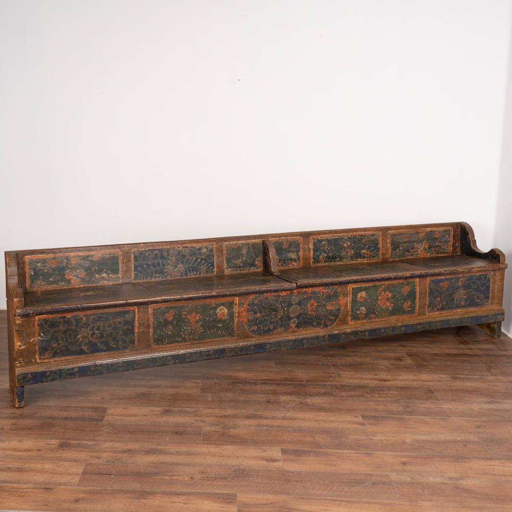 Antique Original Blue Painted Bench with Storage, Hungary circa 1900 at ...