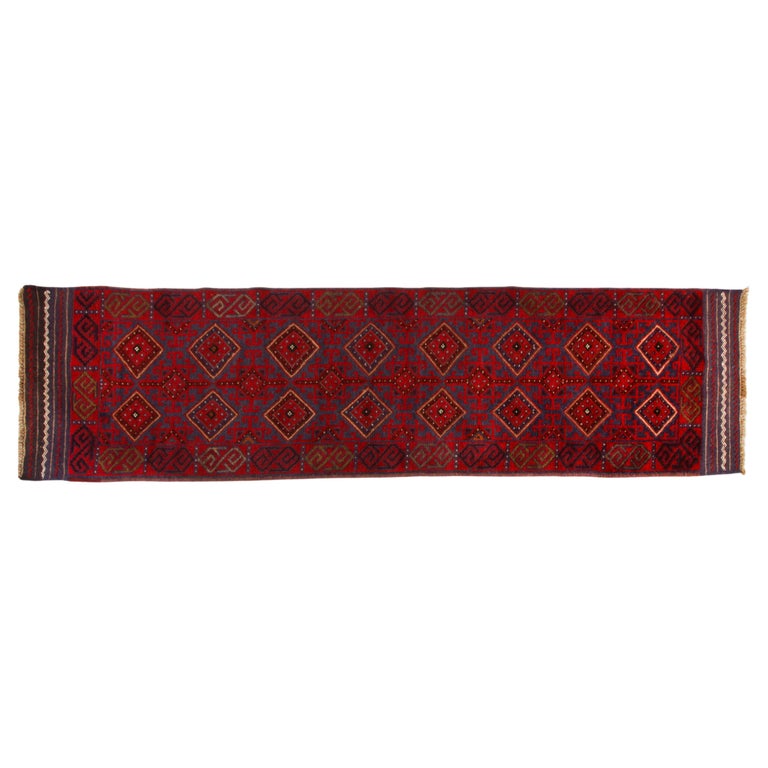 Antique 100% Wool Meshwani Afghan Runner 257 x 60cm Rug For Sale at 1stDibs