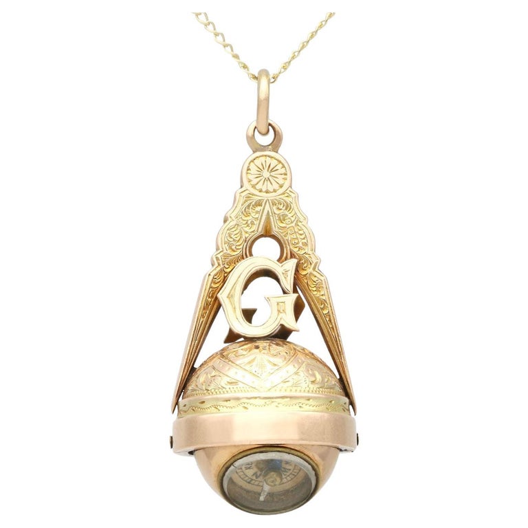 Antique 10ct Yellow Gold Masonic Compass Pendant / Fob / Charm at 1stDibs