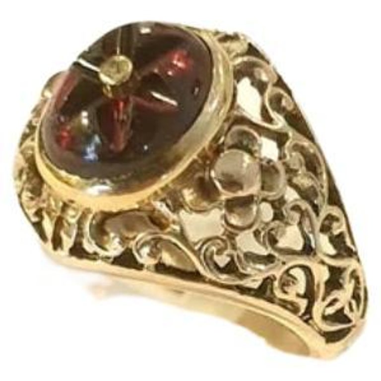Antique Victorian Garnet Gold Ring For Sale at 1stDibs
