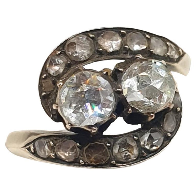 Antique 10K Gold Victorian Rose Cut Diamond Ring For Sale at 1stDibs
