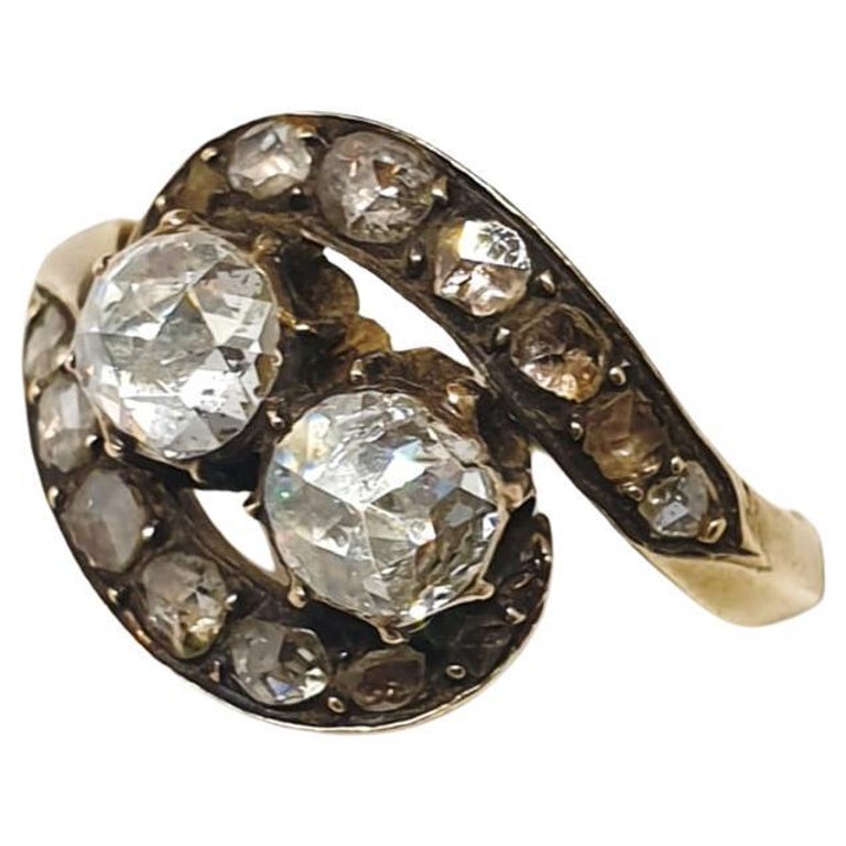 Antique 10K Gold Victorian Rose Cut Diamond Ring For Sale at 1stDibs