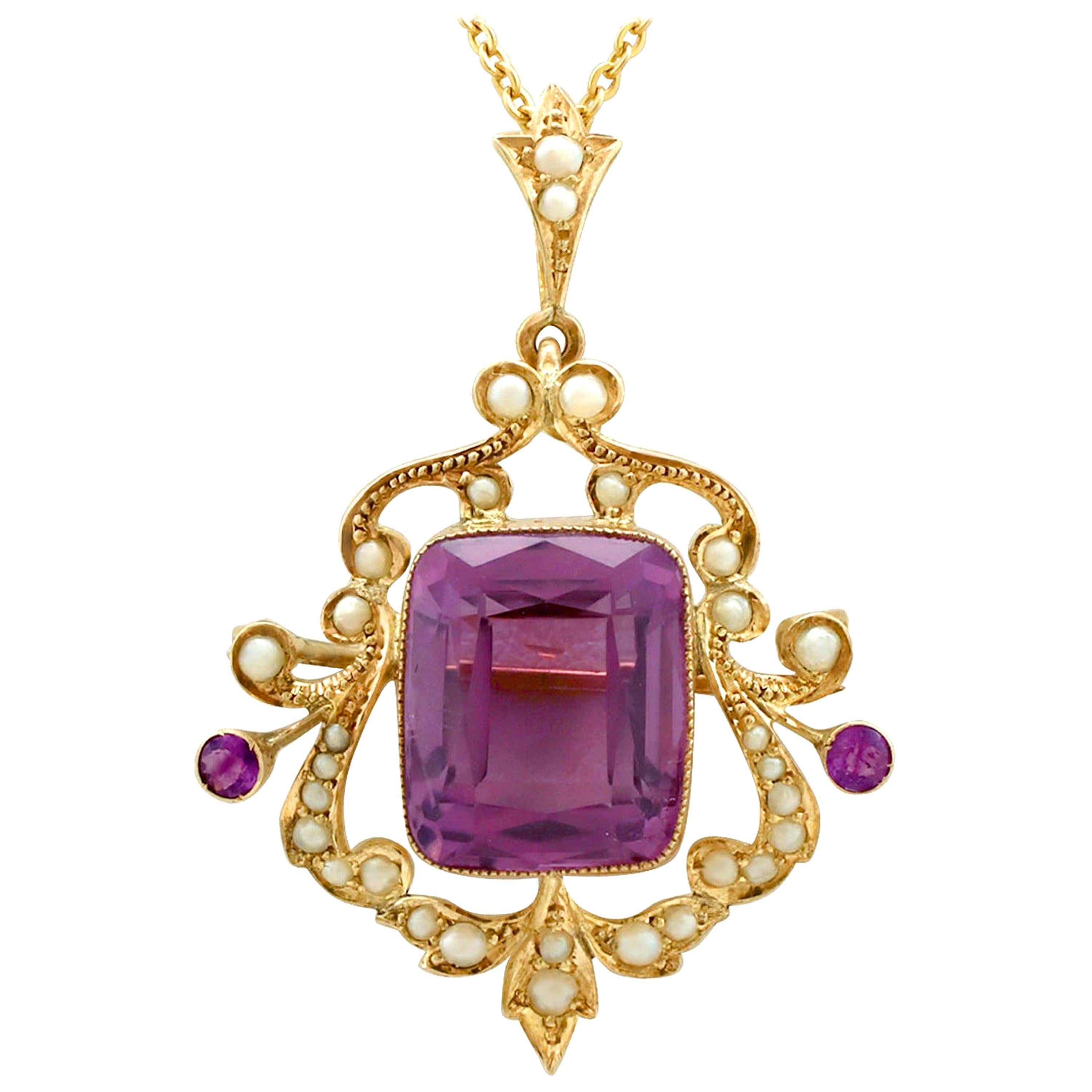 Antique Victorian 13.02 Carat Lapis Lazuli and Pearl Yellow Gold ...