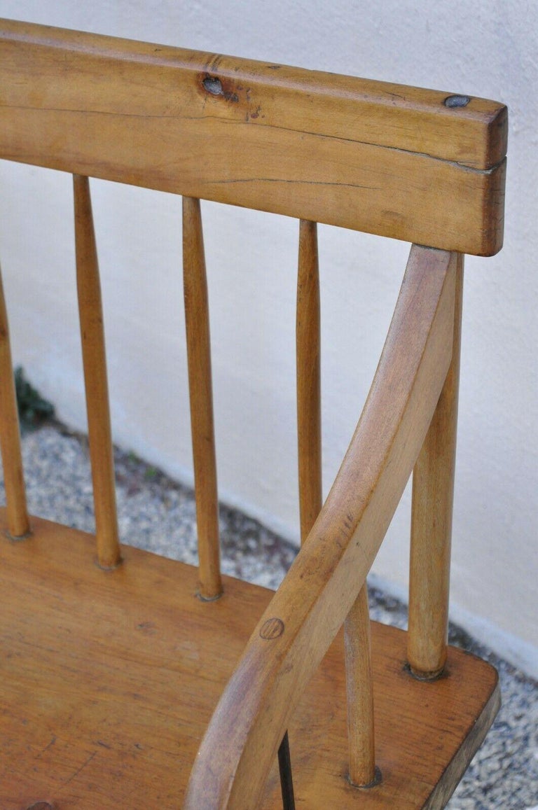 Antique Spindle Back Pine Wood Deacons Windsor Farm Bench at 1stDibs ...