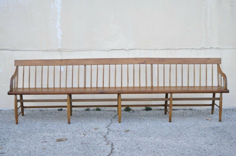 Antique Spindle Back Pine Wood Deacons Windsor Farm Bench at 1stDibs ...