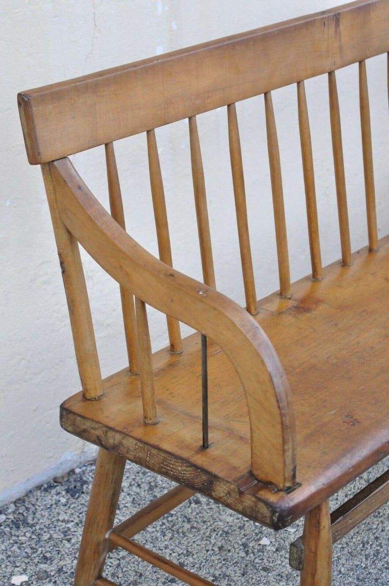 Antique Spindle Back Pine Wood Deacons Windsor Farm Bench at 1stDibs ...