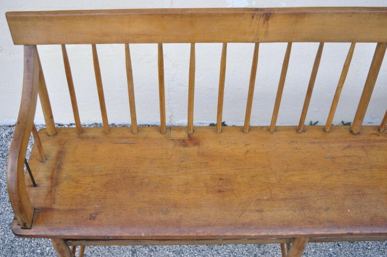 Antique Spindle Back Pine Wood Deacons Windsor Farm Bench at 1stDibs ...