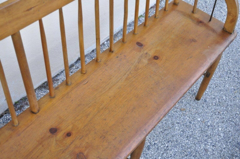 Antique Spindle Back Pine Wood Deacons Windsor Farm Bench at 1stDibs ...
