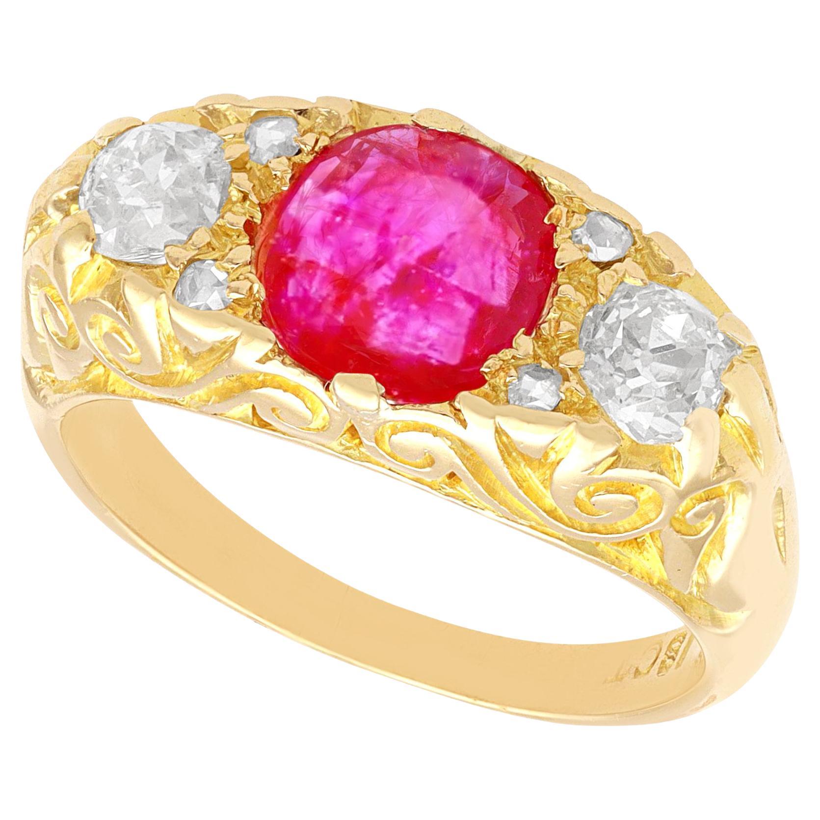 1.15 Carat Burma Ruby Diamond Ring in Platinum For Sale at 1stDibs